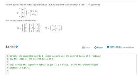 Solved For This Actvity Find The Matrix Represenatation Chegg