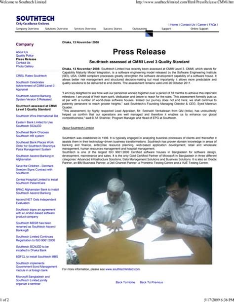 Southtech Achieved Cmmi L3 Pdf Business Business And Finance