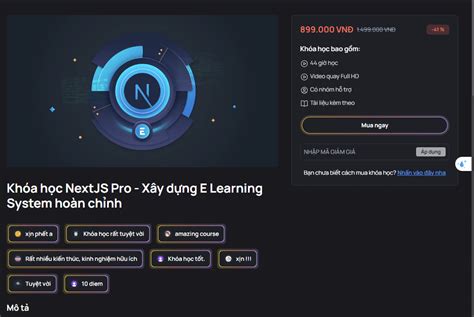 nextjs pro xây dựng e learning system hoàn chỉnh evondev