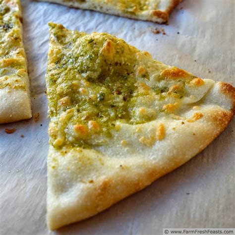 Farm Fresh Feasts Garlic Scape Pesto Cheesy Flatbread Pizza Pizza Night