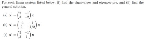 solved for each linear system listed below i ﻿find the