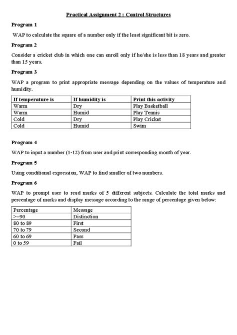 practical assignment control structures practical assignment 2