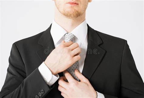 Man Adjusting His Tie Stock Image Image Of Corporate Tie Tie Drawing Drawing Poses