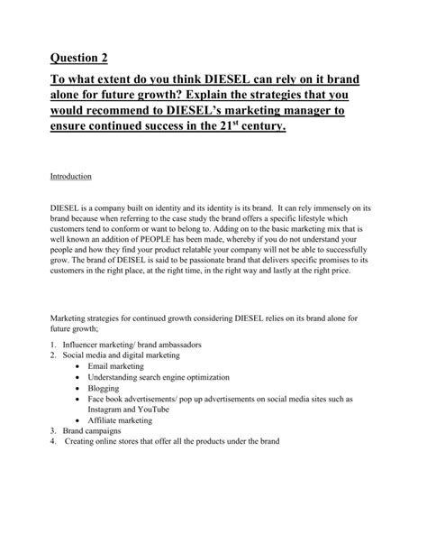 Diesel Brand Growth And Marketing Strategies