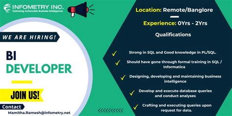 Infometry Inc On Linkedin Hiring Jobs Vacany Remotejobs Wearehiring Recruting Resume