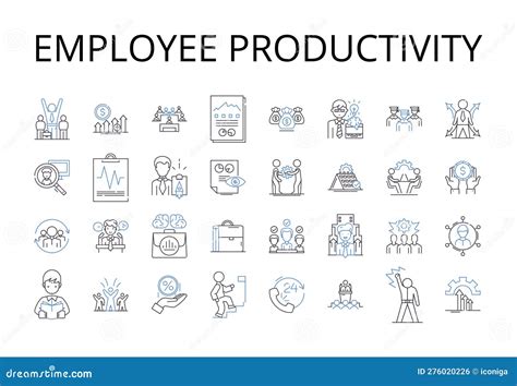 Employee Productivity Line Icons Collection Job Satisfaction Work