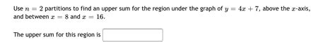 solved use n 2 partitions to find an upper sum for the