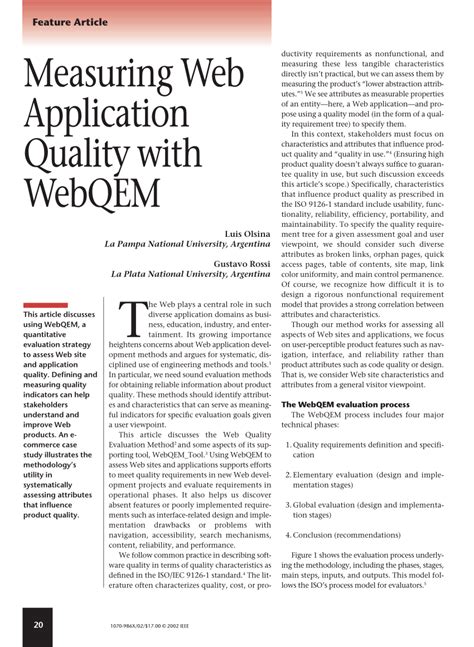 Pdf Measuring Web Application Quality With Webqem