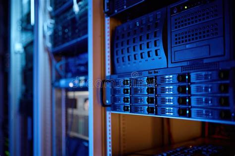 Closeup Server Room Data Center For Cloud Computing Stock Image Image