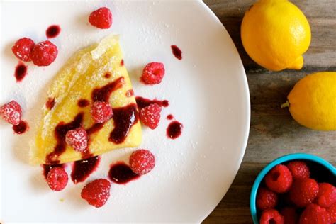 Lemon Cream Cheese Gluten Free Crepes With Raspberry Sauce And Raspberry Macarons With Cream
