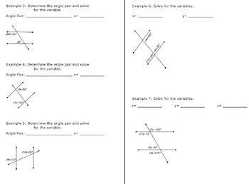Parallel Lines And Angle Pairs Interactive Notebook Foldable Partner Activity