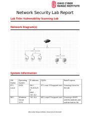 Lab Report Vulnerability Scanning Lab Docx Network Security Lab Report Lab Title