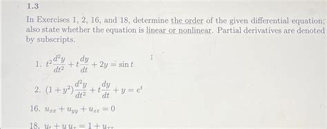 Solved 1 3in Exercises 1 2 ﻿determine The Order Of The
