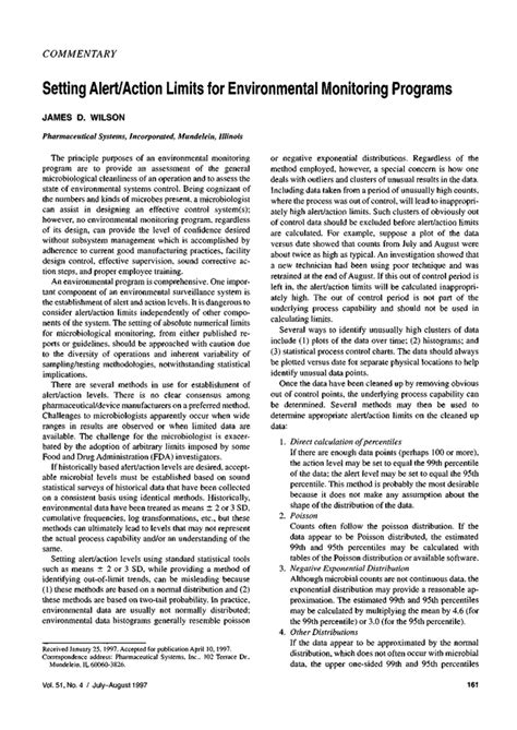 Setting Alert Action Limits For Environmental Monitoring Programs Pda
