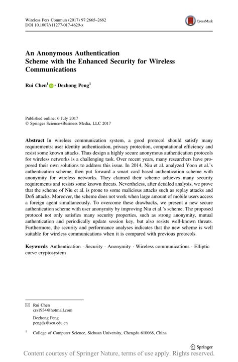 An Anonymous Authentication Scheme With The Enhanced Security For