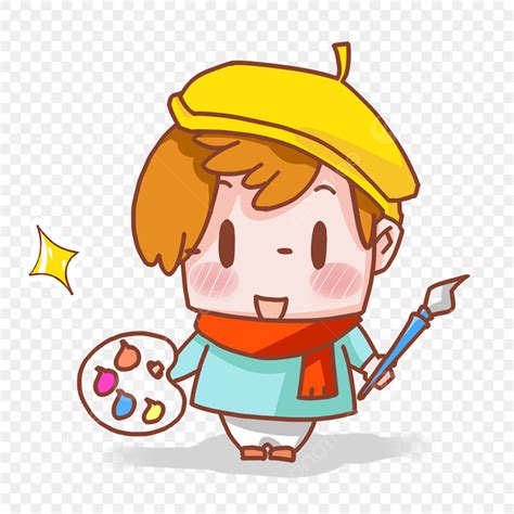 작은 화가 무료 일러스트 Png 재료 물감 화려한 만화 화가 화가 모자 Png 일러스트 및 Psd 이미지 무료 다운로드 Pngtree