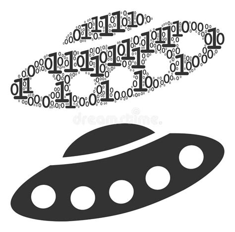 Ufo Mosaic Of Binary Digits Stock Vector Illustration Of Binary