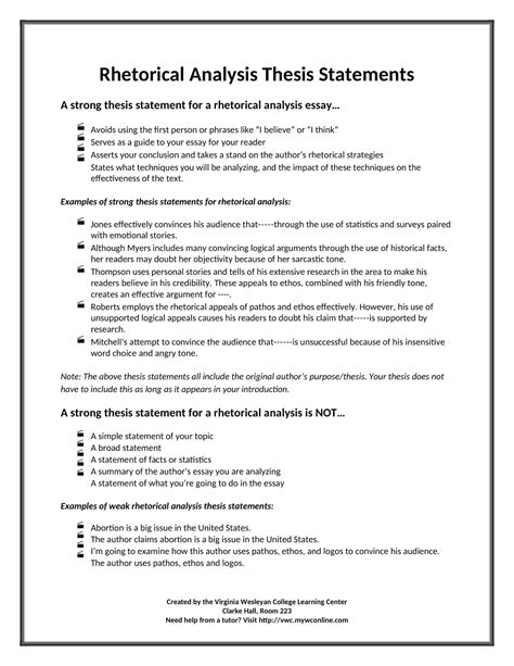 Free Printable Thesis Statement Templates Pdf Word Examples
