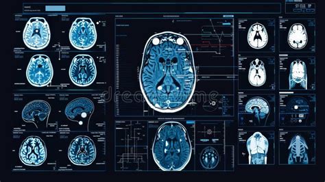 computer screen displaying multiple brain images stock image image of medical artificial
