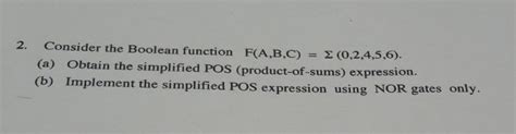 Solved Consider The Boolean Function A Obtain The