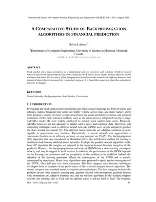 A COMPARATIVE STUDY OF BACKPROPAGATION ALGORITHMS IN FINANCIAL PREDICTION PDF