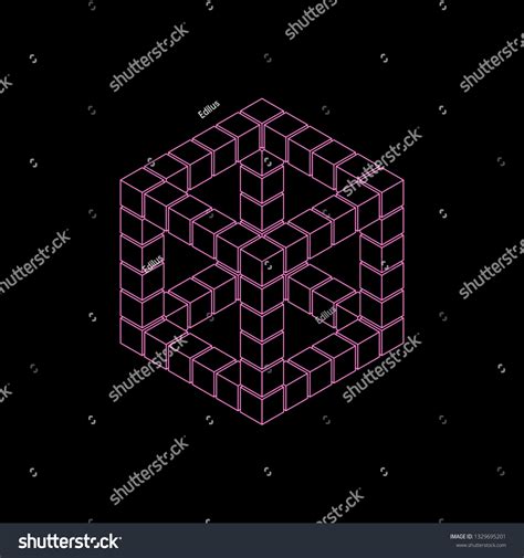 Wireframe Cube Cubes Isolated On Black Stock Vector Royalty Free