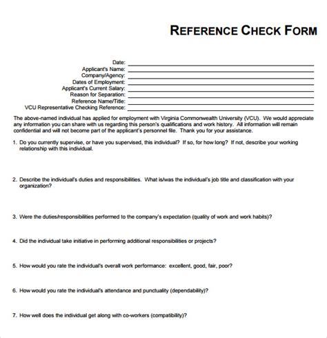 Reference Check Template