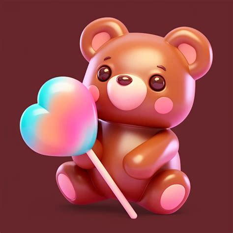 Aigc绘画 3dicon 棕熊和糖果 花瓣网