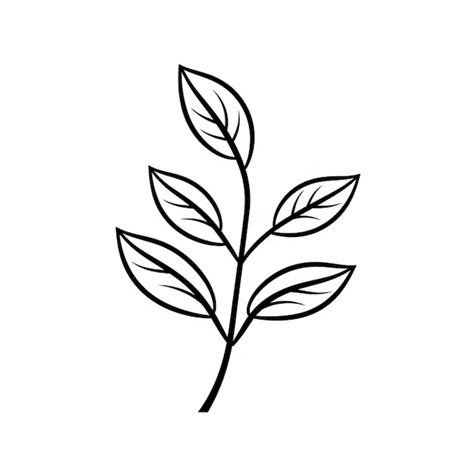 Un Dibujo En Blanco Y Negro De Una Hoja Sobre Un Fondo Blanco Ai