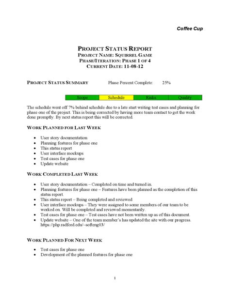 Weekly Status Report Template 3 Free Templates In Pdf Word Excel