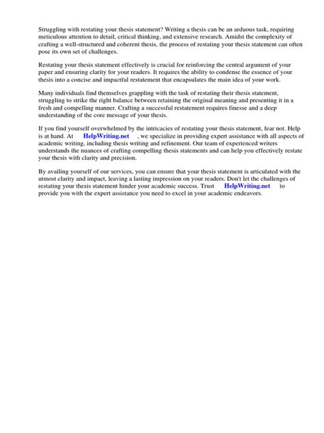 How Can I Restate My Thesis Statement Pdf