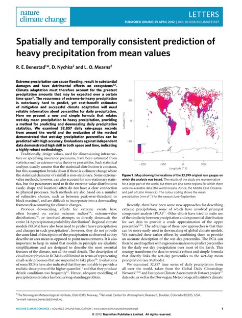 Pdf Spatially And Temporally Consistent Prediction Of Heavy Precipitation From Mean Values