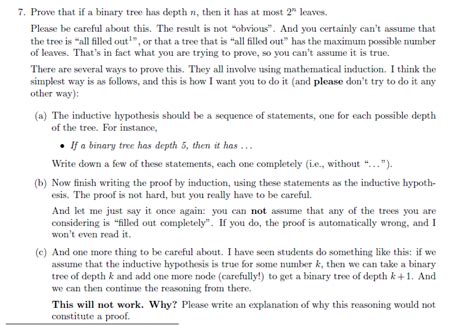Solved 7 Prove That If A Binary Tree Has Depth N Then It