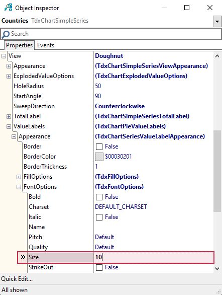 Vcl Charts Doughnut View Tutorial Step 2 Configure Value And Total