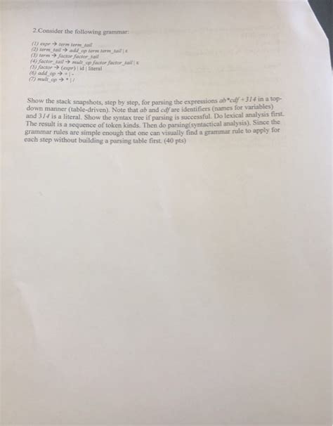 solved 2 consider the following grammar 1 expr term term