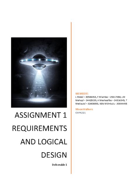 Project Assignment 1 Requirements And Logical Design Assignment 1