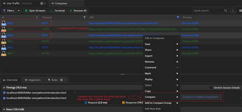 Comparing Sessions With Fiddler Everywhere