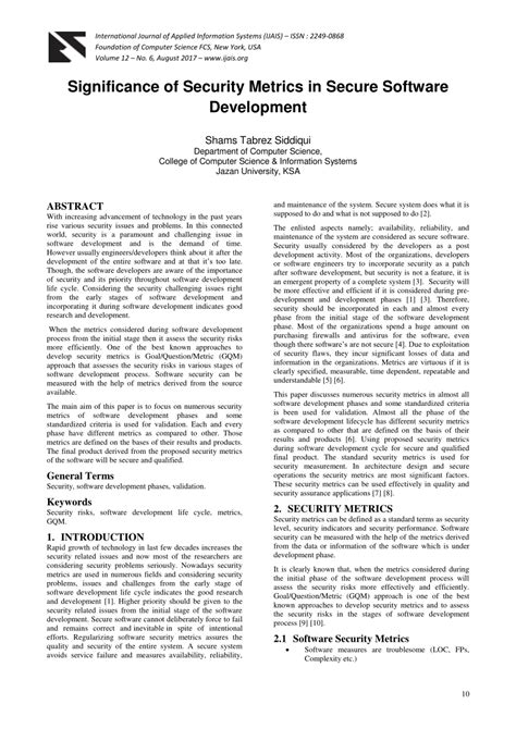 PDF Significance Of Security Metrics In Secure Software Development