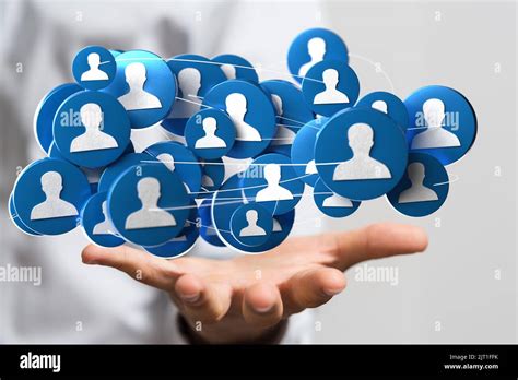 3d rendering of networking human icons floating in air with hand