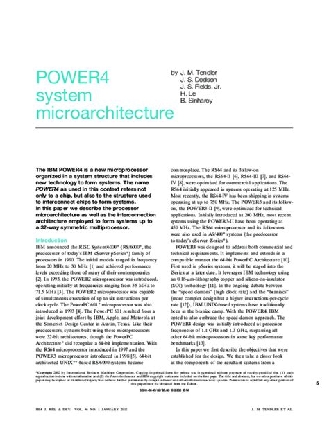 Pdf Power4 System Microarchitecture