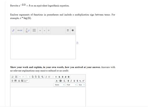 Solved Rewrite E−23h As An Equivalent Logarithmic