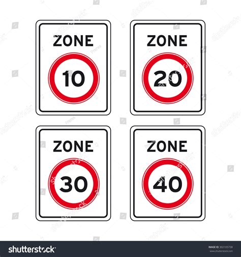 Speed Limit Zone Sign Vector Set Stock Vector Royalty Free 302105738 Shutterstock