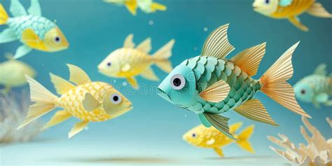 Colorful Paper Fish In An Underwater Scene Stock Image Image Of Fish