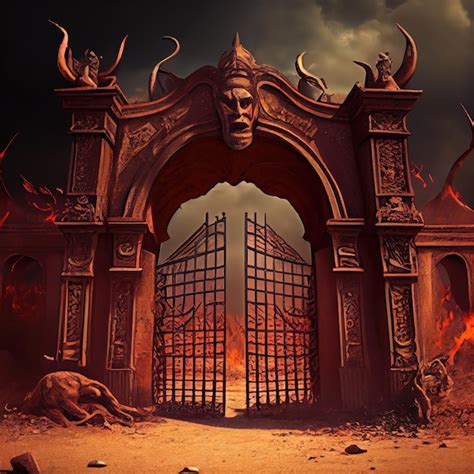 Premium Photo Reproduction Of Classic Hell With Large Gate At Bottom