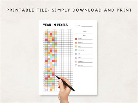 Year In Pixels Yearly Tracker Yearly Mood Tracker Mood Tracker