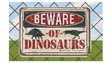 Beware Of Dinosaurs Danger Sign Etsy