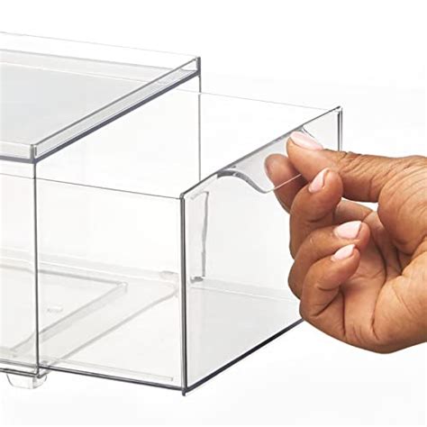 Mdesign Stackable Storage Containers Box With 2 Pull Out Drawers Stacking Plastic Drawer Bins