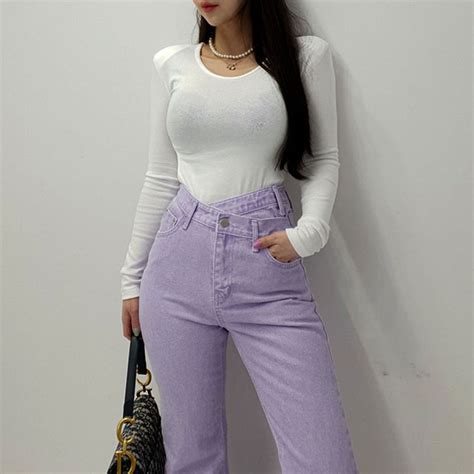 언발 오비 부츠컷팬츠2color핑크바지퍼플바지보라바지부츠컷팬츠하이웨스트팬츠일자팬츠더블오비언발팬츠파스텔팬츠