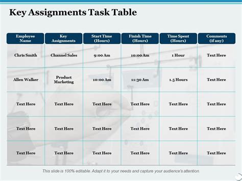Key Assignments Task Table Ppt Powerpoint Presentation Outline Design Ideas