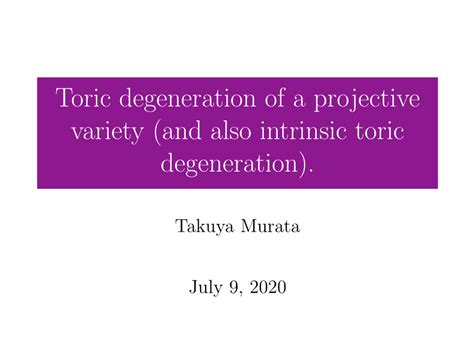 Pdf Toric Degeneration Of A Projective Variety And Also Intrinsic